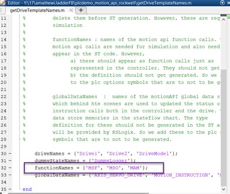 simulation and code generation of motion instructions
