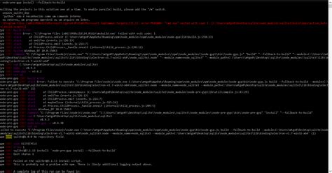 node js how can i solve this error of sqlite3 with electron stack