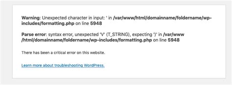 how to fix a syntax error in wordpress vernalweb