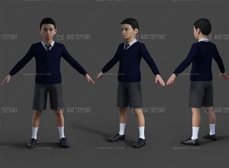 小男孩 小学生模型 孩子 男模型库 Maya Ma Mb 模型下载 Cg模型网
