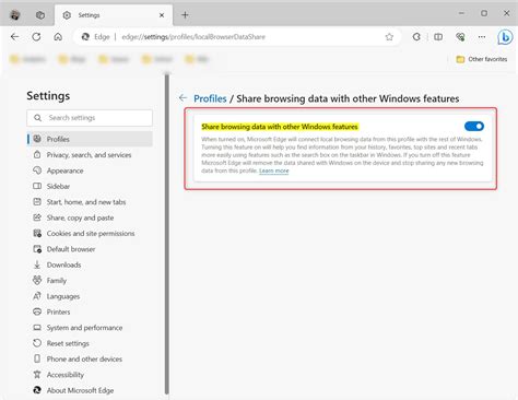 How To Turn “share Browsing Data With Other Windows Features” On Or Off