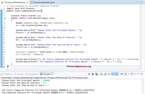 java program to calculate compound interest