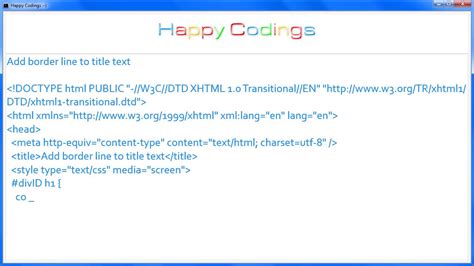 html add border line to title text youtube