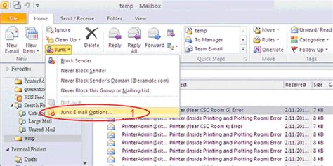 how do i block junk mail by sender computing services centre