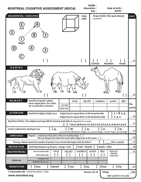 moca test english