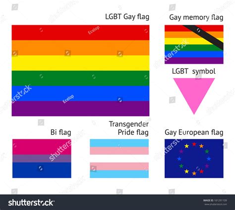 Lgbt Gay Flags Flat Vector Illustration Stock Vector 181291109