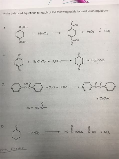 Solved Write Balanced Equations For Each Of The Following