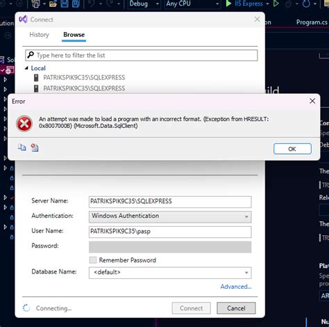 exception from hresult 0x8007000b · issue 1994 · dotnet sqlclient