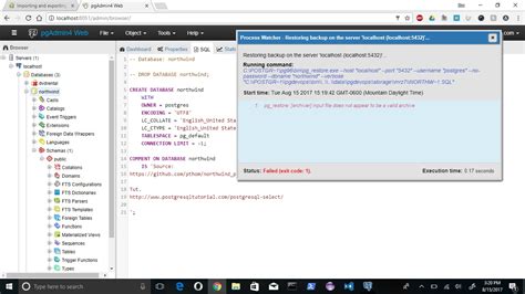 how to import an sql file of the northwind database to postgresql