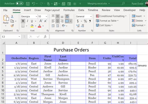 how to merge cells columns and rows in excel