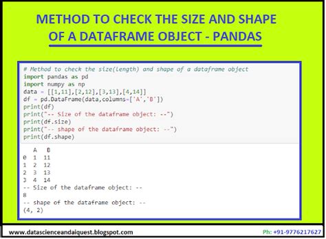 data science and ai quest method to check the size and shape of a