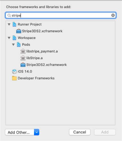 stripe payments error library not found for lstripe when building