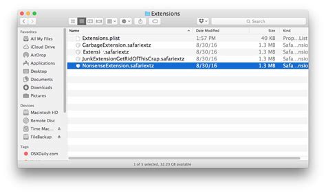 how to remove safari extensions on mac