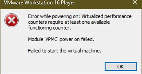 getting virtualized performance counters error whenever i attempt to