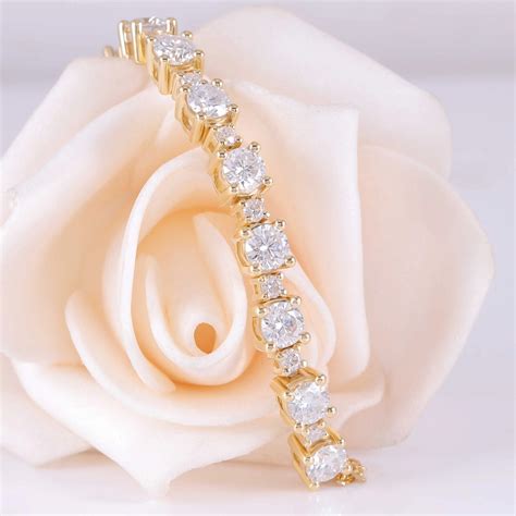 18k Yellow Gold Tennis Moissanite Bracelet 2 8ctw Luxus Moissanite