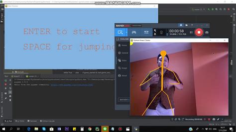 kinect run and jump on python youtube