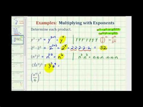 simplify exponential expressions product and power rule example
