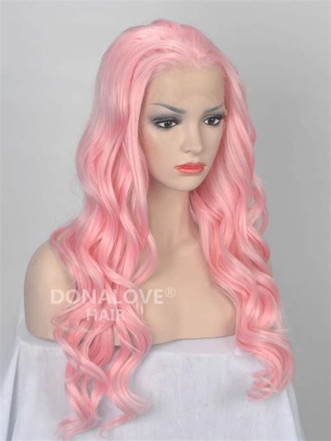 Pink Waist Length Wavy Synthetic Lace Wig Sny064 Home Donalovehair