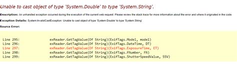 solved unable to cast object of type system double to type system