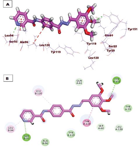 A 3d Binding Mode Of Compound 7 Against Tnf A Protein B 2d Binding