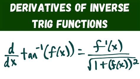 Derivatives Of Inverse Trig Functions Youtube