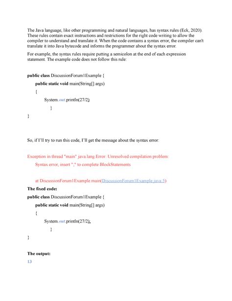 syntax errors and semantic errors the java language like other