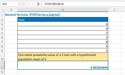 how to use the excel ztest function