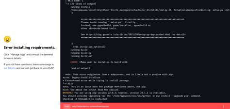 error in installing opencv cmake dlib ☁️ community cloud streamlit