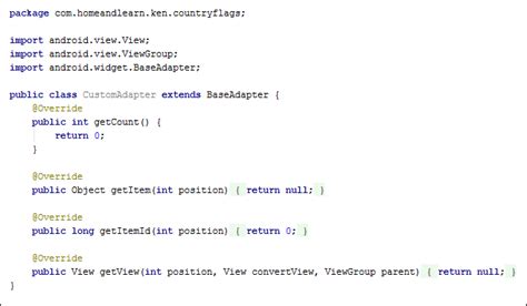 the custom adapter class