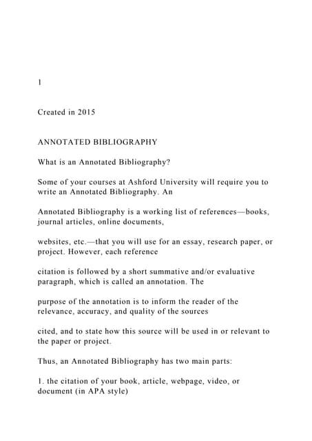 1 Created In 2015 Annotated Bibliography What Docx