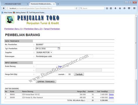source code php mysql aplikasi penjualan tunai dan kredit berbasis