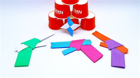 Diy New Model Rubber Band Gun That Shoots How To Make Paper Toy Gun