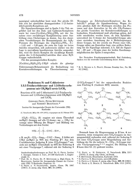 Pdf Notizen Reaktionen Si Und C Chlorierter 1 3 5