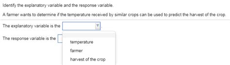 solved identify the explanatory variable and the response