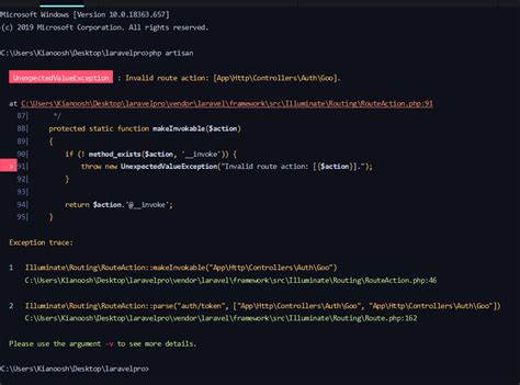 laravel how fix artisan error unexpectedvalueexception stack overflow