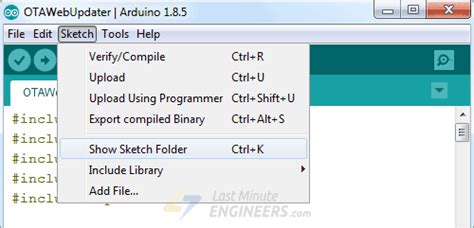 esp32 over the air ota web updater in arduino ide 3