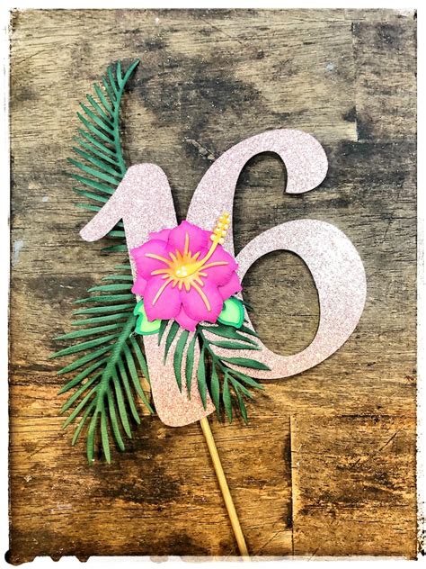 Aloha Cake Topper Tropical Birthday Luau Birthday Cake Etsy