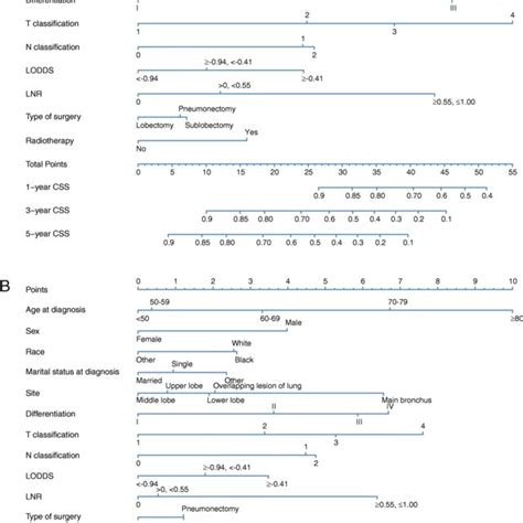 Nomograms To Predict 1 3 And 5 Year Css A And Os B For Patients