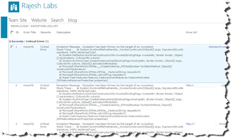 exception logging in office 365 sharepoint online custom solutions