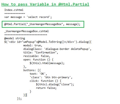 jquery how to pass variable in html partial stack