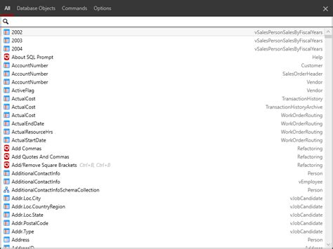 command palette sql prompt 10 product documentation