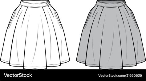 Skirt Fashion Flat Sketch Template4 Royalty Free Vector