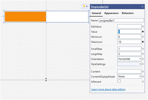 how to create and customize a progressbaredit wpf controls