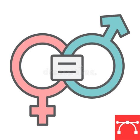 Feminism Color Line Icon Set Gender Equality Collection Vector