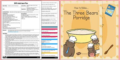 Making Porridge With Three Bears Adult Input Plan Resource Pack
