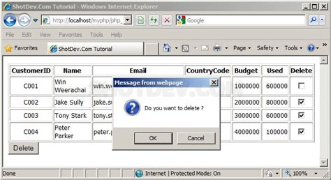 how to use php and sql server mssql delete multiple rows record using