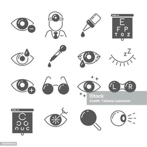 Ilustración De Iconos De La Optometría Ojos Y Lentes Visión Y Lentes