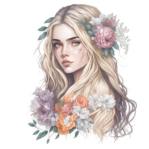 Watercolor Floral Bride Girl Ai Generative 23886247 Png