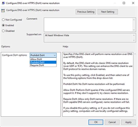 windows server 2022의 doh 를 통한 보안 dns 클라이언트 microsoft learn