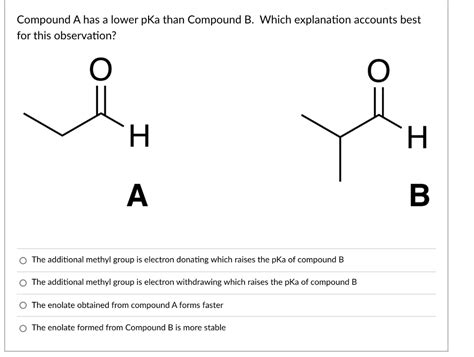 Solved Compound A Has A Lower Pka Than Compound B Which